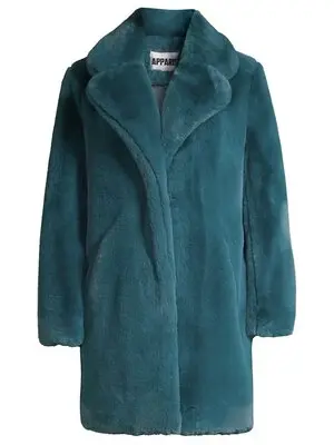 Apparis Women's Stella Faux Fur Pea Coat - Noir  Stone Blue
