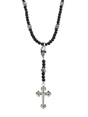 KING BABY STUDIO Onyx Beaded Rosary Necklace - Black Silver