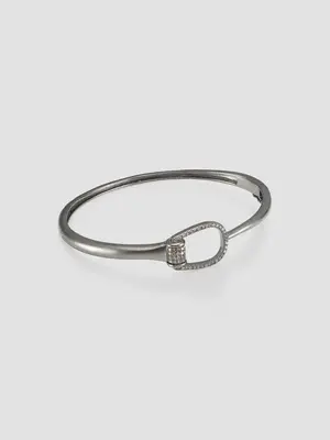 Nina Gilin Diamond Hinged Bangle - Silver