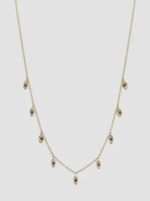 SYDNEY EVAN 14k Yellow & Sapphire Marquise Charm Necklace - Gold