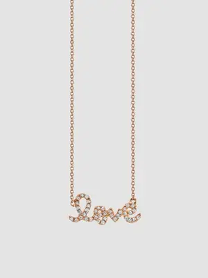 SYDNEY EVAN Words 14k Gold & 0.11 Tcw Diamond "love" Pendant Necklace - Rose Gold