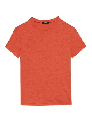 Theory Tiny Tee Organic Cotton Crewneck Dark Coral