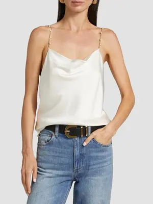 Cami Nyc Busy Cowlneck Silk-blend Blouse - White