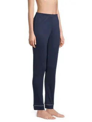 Hanro Natural Comfort 2-piece Long Pajama Set - Deep Navy