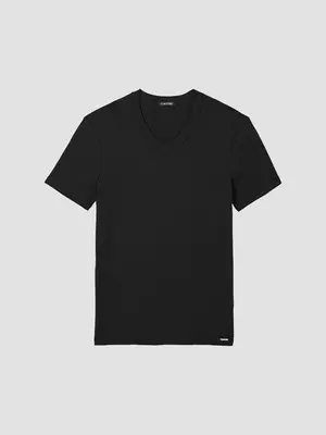 TOM FORD Stretch-cotton V-neck T-shirt - Black