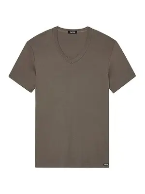 TOM FORD Stretch-cotton V-neck T-shirt Concrete