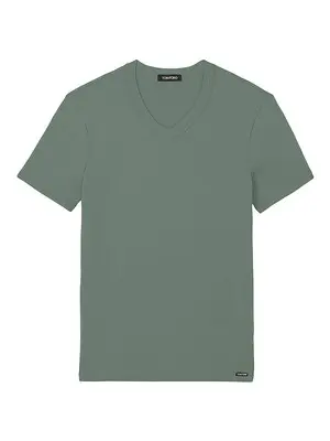 TOM FORD Stretch-cotton V-neck T-shirt Seafoam