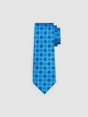 Kiton Medallion Silk Tie Blue