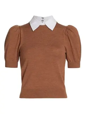 Alice + Olivia Women's Chase Puff-Sleeve Sweater - Black White  Camel White