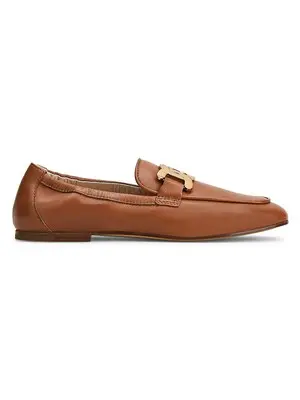TOD'S Kate Elastic Back Leather Loafers Cognac