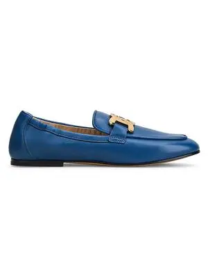 TOD'S Kate Elastic Back Leather Loafers - Dark Blue