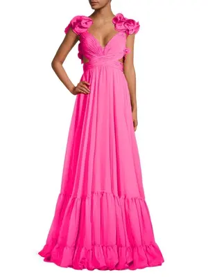 Mac Duggal Ieena Cutout Chiffon Gown - Black