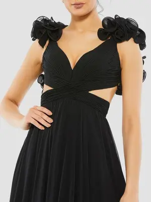 Mac Duggal Ieena Cutout Chiffon Gown - Black