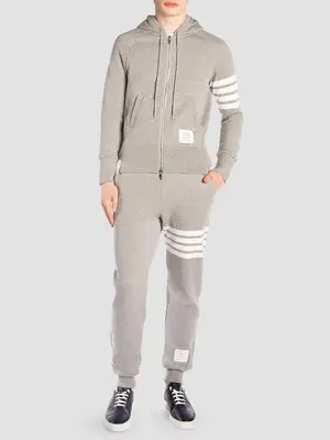 Thom Browne Zip-up Bar Striped Hoodie - Navy