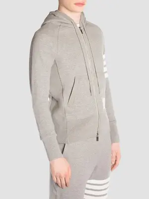 Thom Browne Zip-up Bar Striped Hoodie - Navy