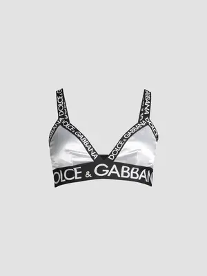 Dolce & Gabbana Satin Logo Triangle Bra - Optical White