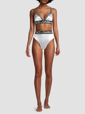 Dolce & Gabbana Satin Logo Triangle Bra
