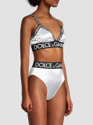 Dolce & Gabbana Satin Logo Triangle Bra