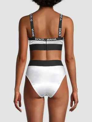 Dolce & Gabbana Satin Logo Triangle Bra