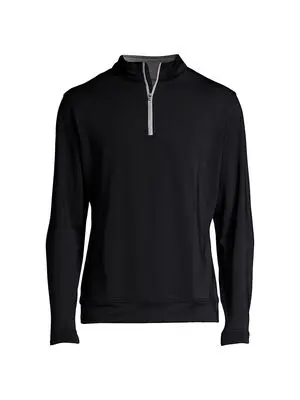 Peter Millar Men's Perth Stretch Quarter Zip Sweater - Black  Black