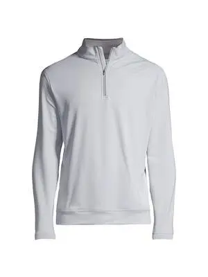 Peter Millar Men's Perth Stretch Quarter Zip Sweater - Black  British Grey
