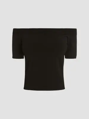 Alexander McQueen Off-the-shoulder Knit Top - Black