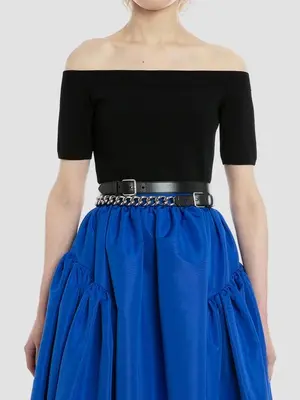 Alexander McQueen Off-the-shoulder Knit Top - Black