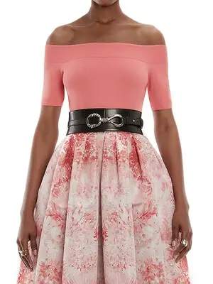 Alexander McQueen Off-the-shoulder Knit Top Coral