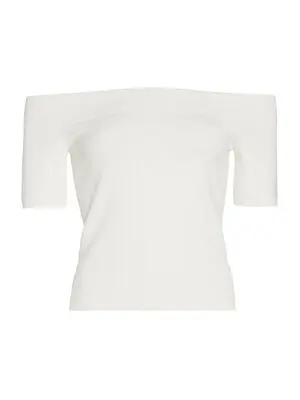 Alexander McQueen Off-the-shoulder Knit Top Ivory