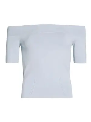 Alexander McQueen Off-the-shoulder Knit Top Spring Blue