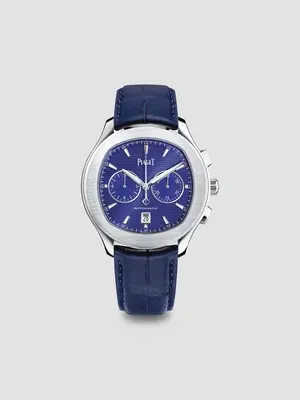 PIAGET Polo Chronograph Alligator Strap Watch - Blue