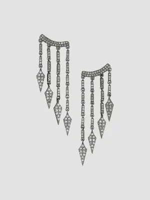 Nina Gilin 14k Yellow Gold, Sterling & Champagne Diamond Chandelier Drop Earrings - Silver