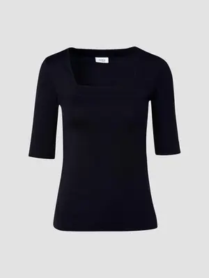 Akris Elets Jersey Square Neck Top - Black