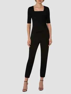 Akris Elets Jersey Square Neck Top - Black