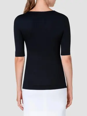 Akris Elets Jersey Square Neck Top - Black