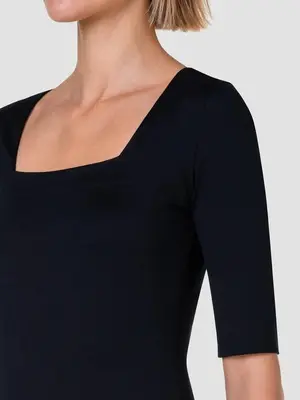Akris Elets Jersey Square Neck Top - Black