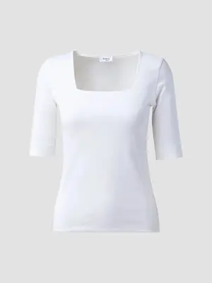 Akris Elets Jersey Square Neck Top - Off White