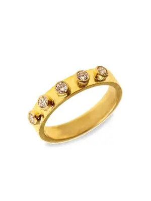 Elizabeth Locke Women's Stone Hammered 19K Yellow Gold & Diamond Stack Ring - Gold  - Gold