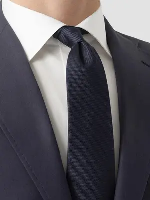 Eton Solid Silk Tie - Navy