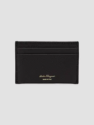 FERRAGAMO Gancini Leather Card Case - Nero