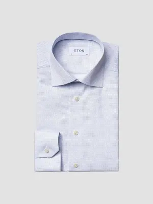Eton Slim-fit Micro Floral-print Dress Shirt - Blue