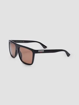 Gucci 59mm Rectangular Injection Sunglasses - Black