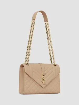 Saint Laurent Envelope Shoulder Bag - Dark Beige