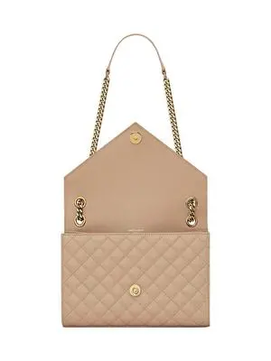 Saint Laurent Envelope Shoulder Bag - Dark Beige