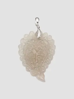 Tamara Comolli India 18k White Gold & Chalcedony Leaf Pendant - Grey