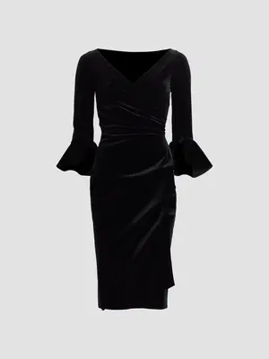 Chiara Boni La Petite Robe Triana Velvet Wrap Dress - Black