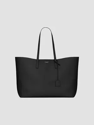 Saint Laurent Shopping Tote Bag In Leather - Black