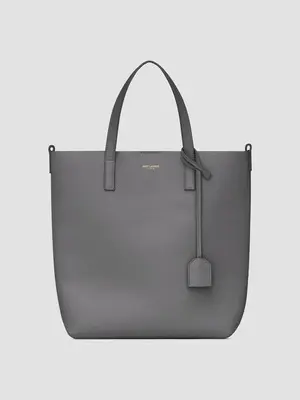 Saint Laurent Shopping Tote Bag In Leather - Storm