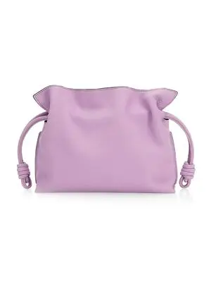 Loewe Women's Mini Flamenco Knot Leather Clutch - Vintage Khaki Bloom Orchid