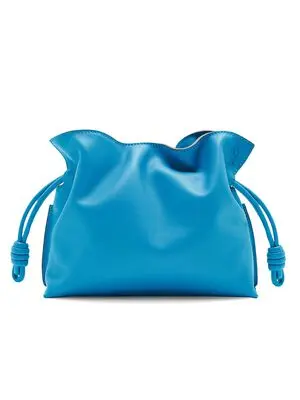Loewe Women's Mini Flamenco Knot Leather Clutch - Vintage Khaki Lagoon Blue